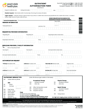 Fillable Online GA-PAF-0678 - Outpatient Authorization Form. Outpatient ...
