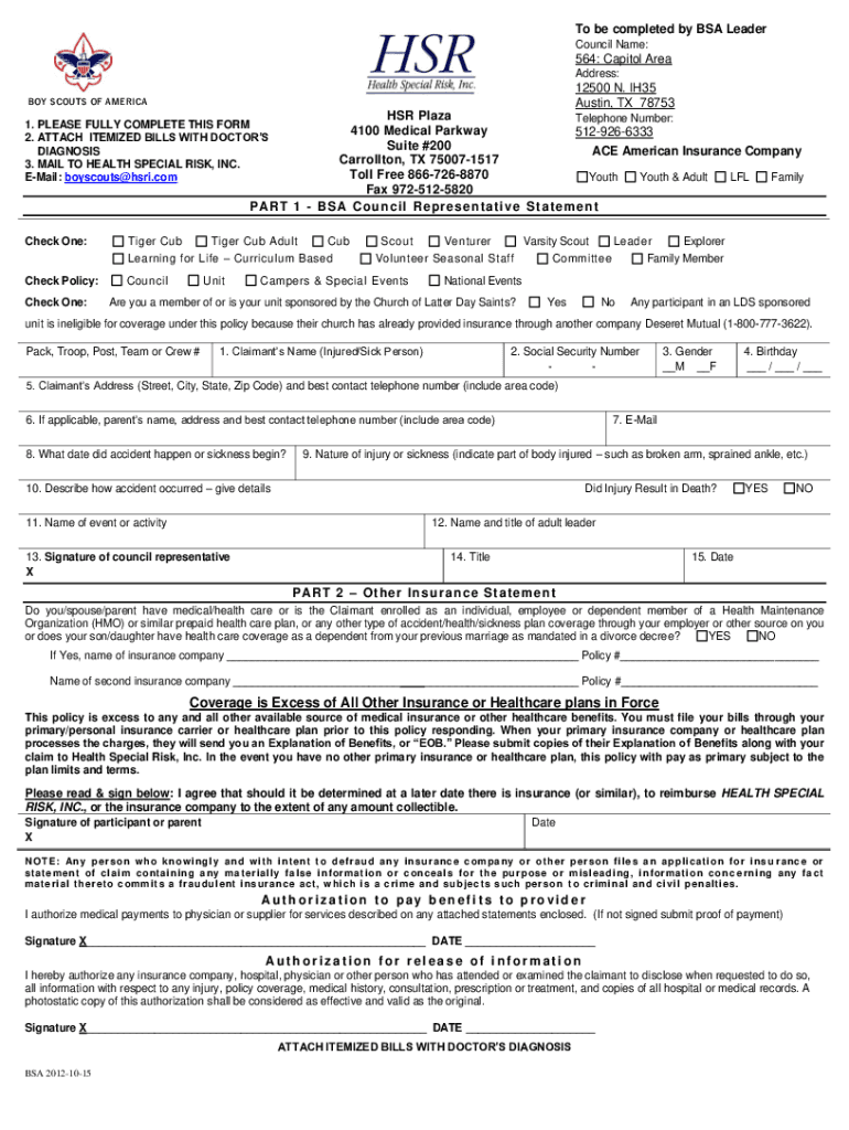 Fillable Online HSR-BSA-Claoim-Form.pdf - Michigan Crossroads Council ...