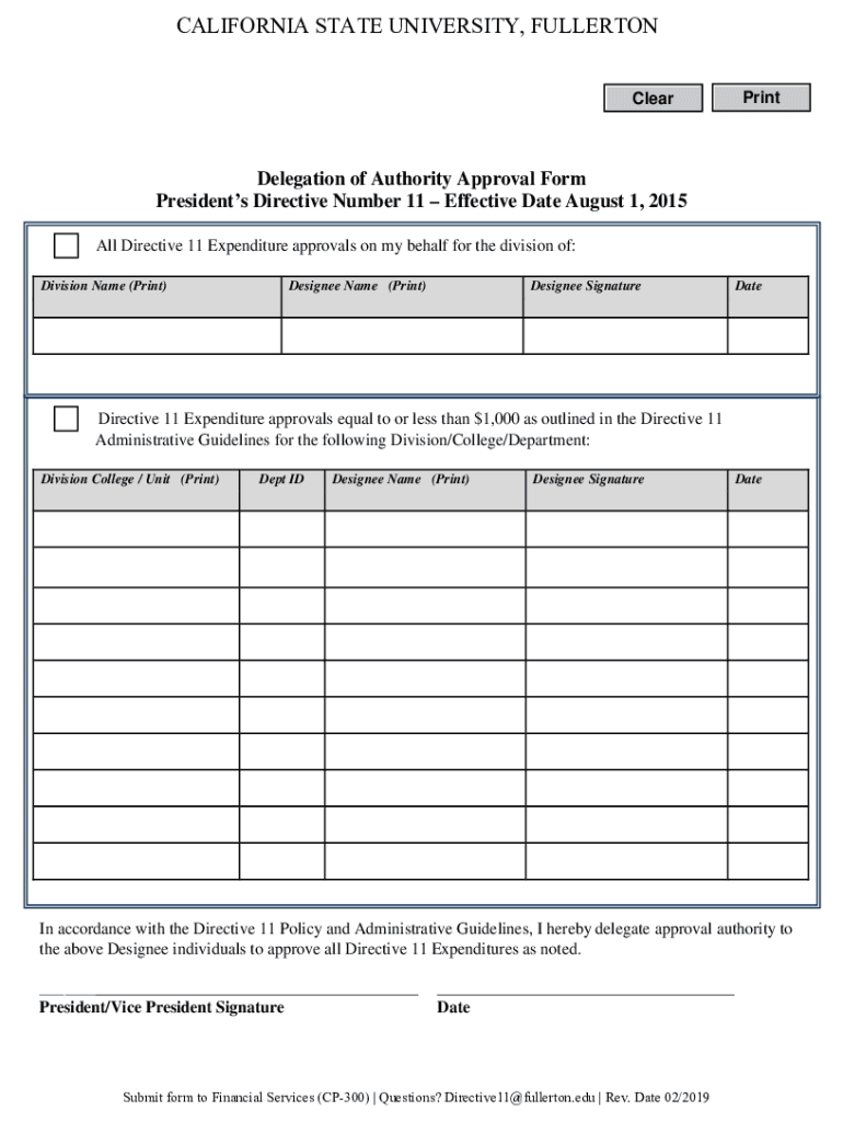 Fillable Online Office of the President - Directive No. 11 - Cal State Fullerton Fax Email Print ...