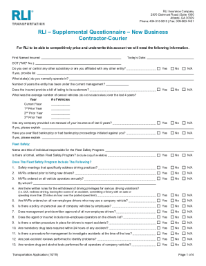 Fillable Online RLI Supplemental Questionnaire New Business Contractor ... Fax Email Print ...