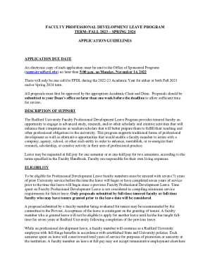 Fillable Online Application for Professional Development Leave (PDL ...