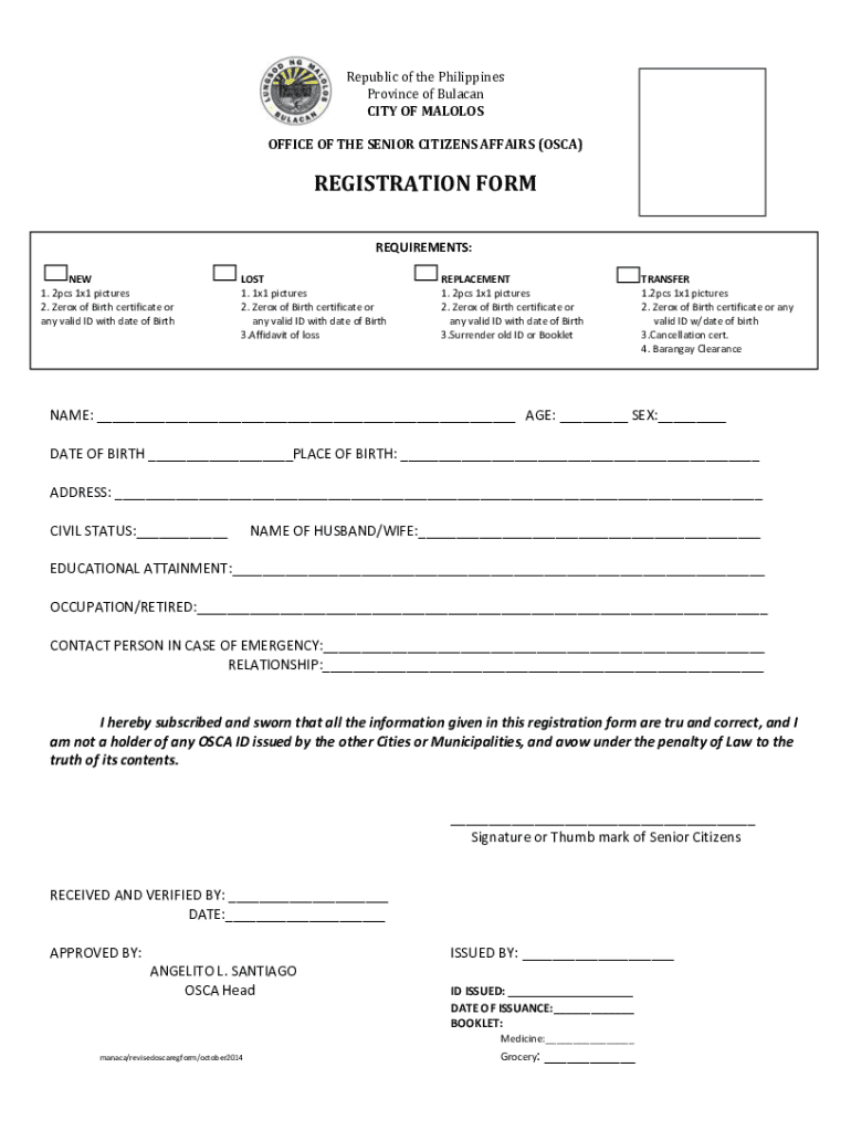 Fillable Online Registration Form - Senior Citizen Fax Email Print ...