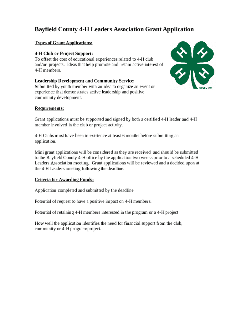 Community Service Projects for 4-H Members Doc Template | pdfFiller