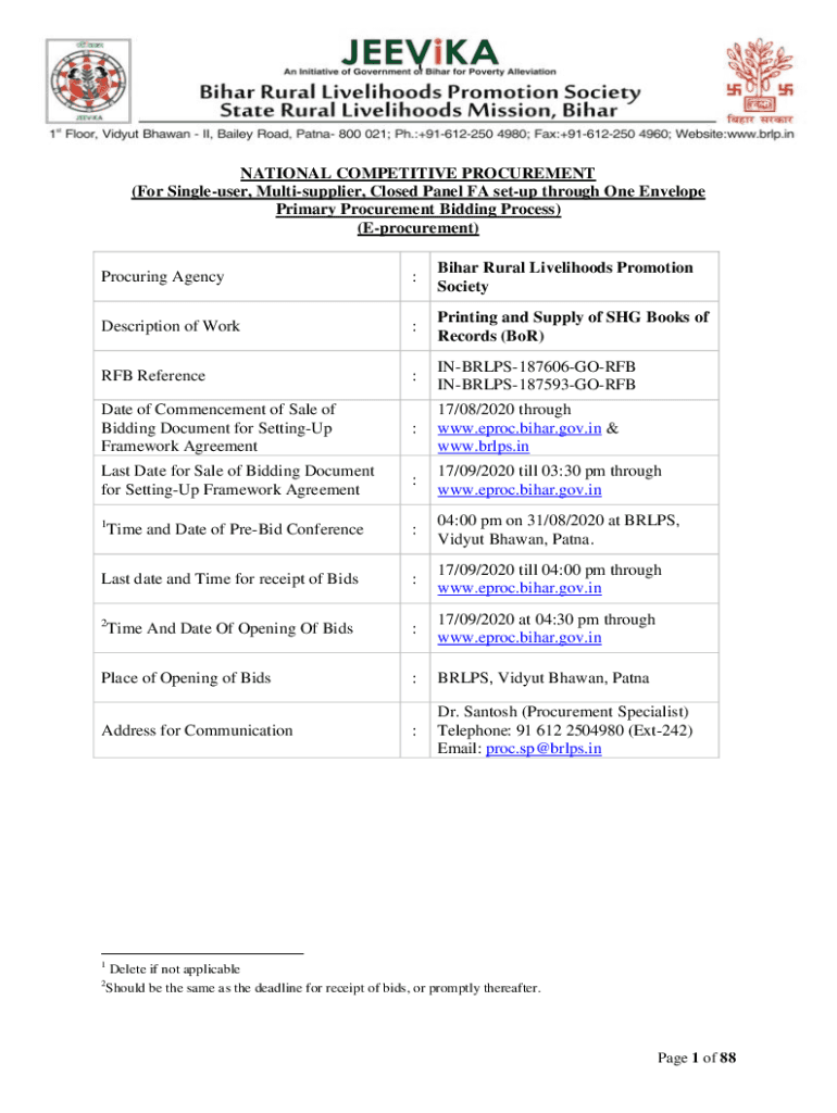 Fillable Online Bidding Document for Procurement of Small Works - Bihar ...