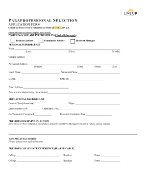 Fillable Online Application Form RA Form - Whitman College Fax Email Print - pdfFiller