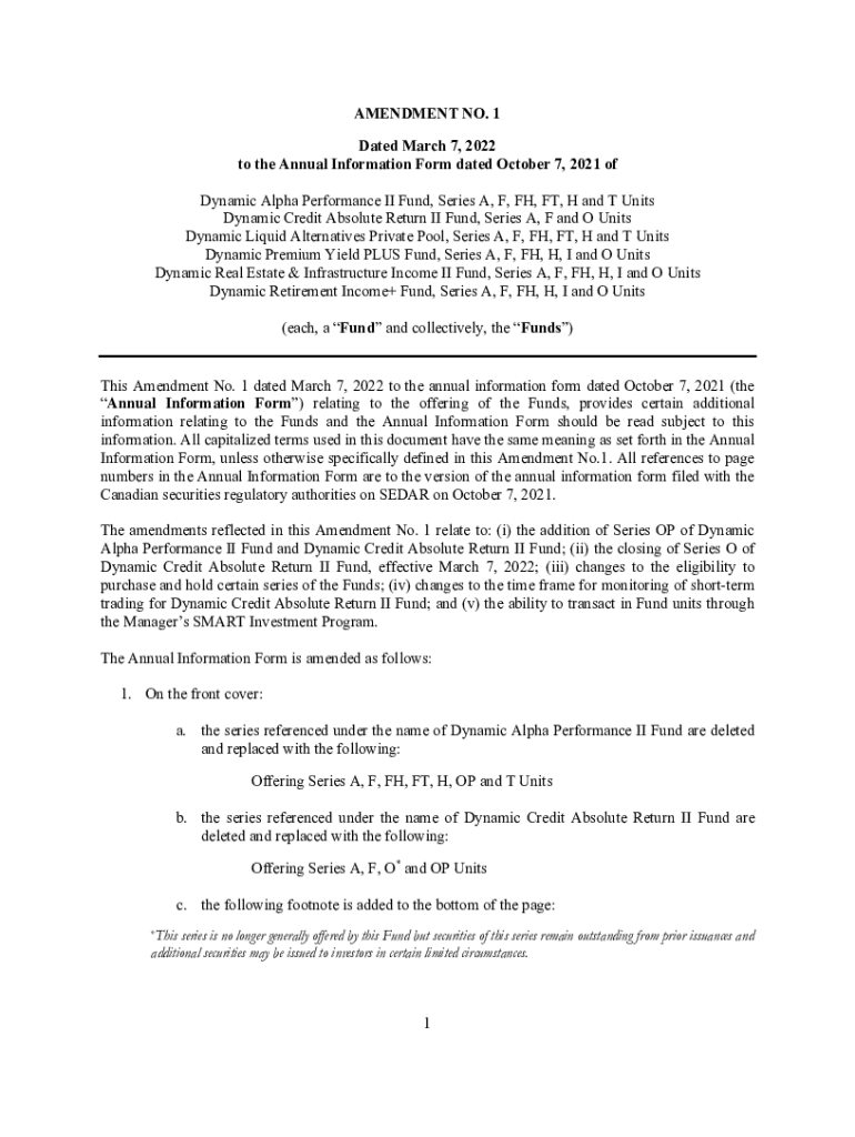 Fillable Online Liquid Alternative Funds -amendment no. 1. Annual ...