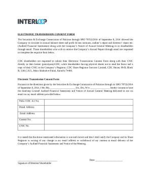 Electronic Transmission Authorization And Consent Doc Template | pdfFiller