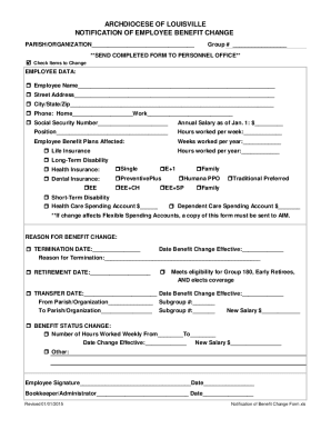 Fillable Online Notification of Benefit Change Form Fax Email Print ...