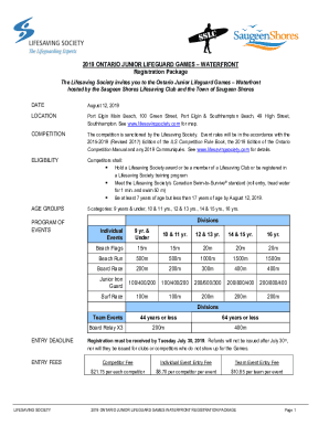 Fillable Online ONTARIO JUNIOR LIFEGUARD GAMESWATERFRONT ... Fax Email ...