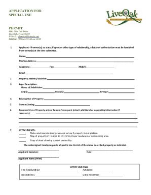 Fillable Online application for special use permit - City of Live Oak ...