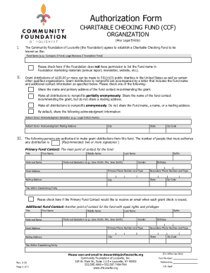 Fillable Online AUTHORIZATION FORM - Community Foundation of Louisville ...