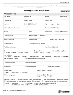 Fillable Online Monkeypox Case Report Form. Monkeypox Case Report Form Fax Email Print - pdfFiller