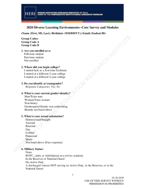 Fillable Online Diverse learning environments survey: Select factors ...