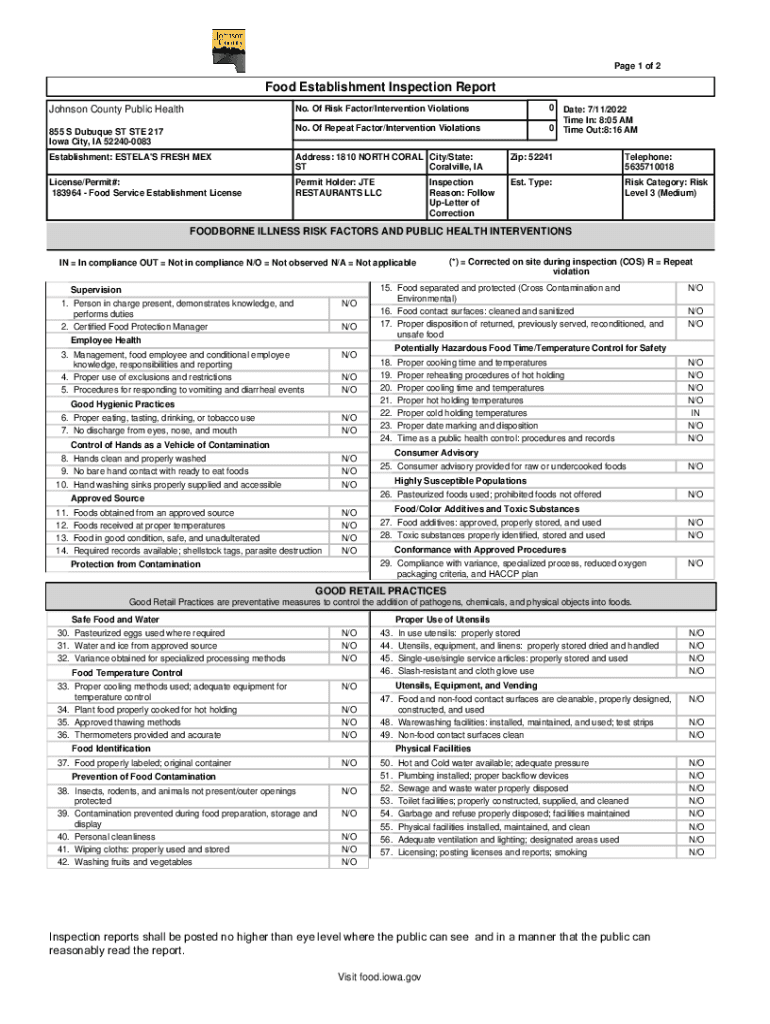 Fillable Online Establishment: ESTELA'S FRESH MEX Fax Email Print - pdfFiller