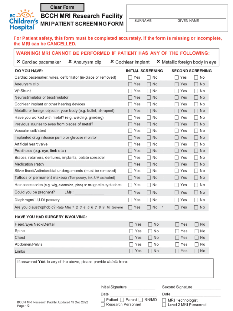 Fillable Online Patient safety screening questions and frequently asked ...