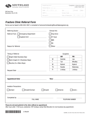 Fillable Online Fracture Clinic Referral Form Fax Email Print - pdfFiller