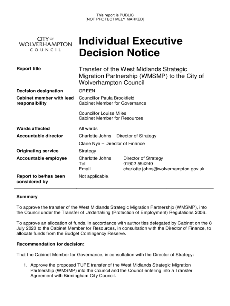 Fillable Online wolverhampton moderngov co Transfer of the West Midlands Strategic ... - Issue ...