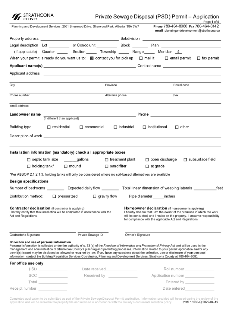 Fillable Online Private Sewage Disposal Permit - Application ...