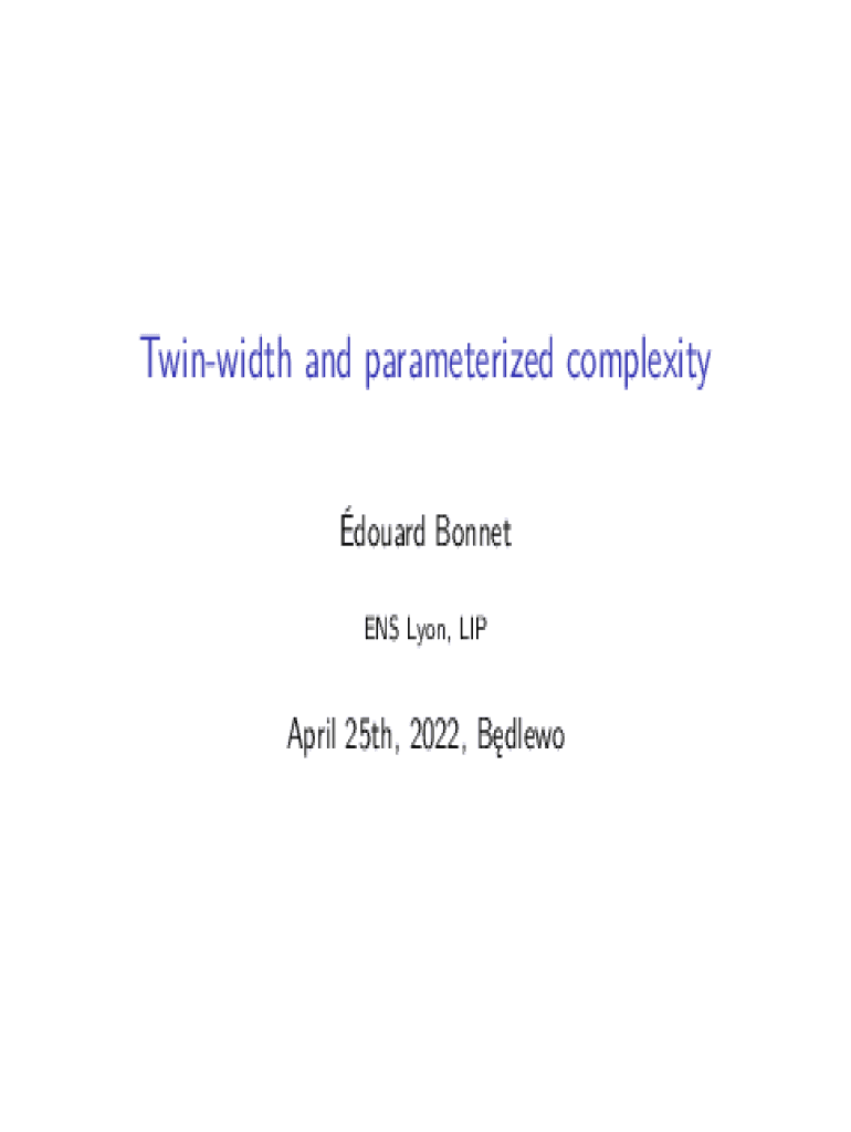 Fillable Online Perso Ens Lyon A Survey On The Parameterized Complexity Of The Nasa Ads
