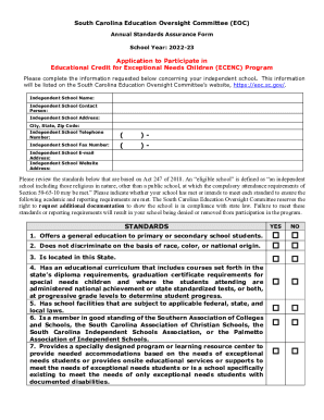 Fillable Online eoc sc ECENC Application to Participate Form, 2022-23 ...