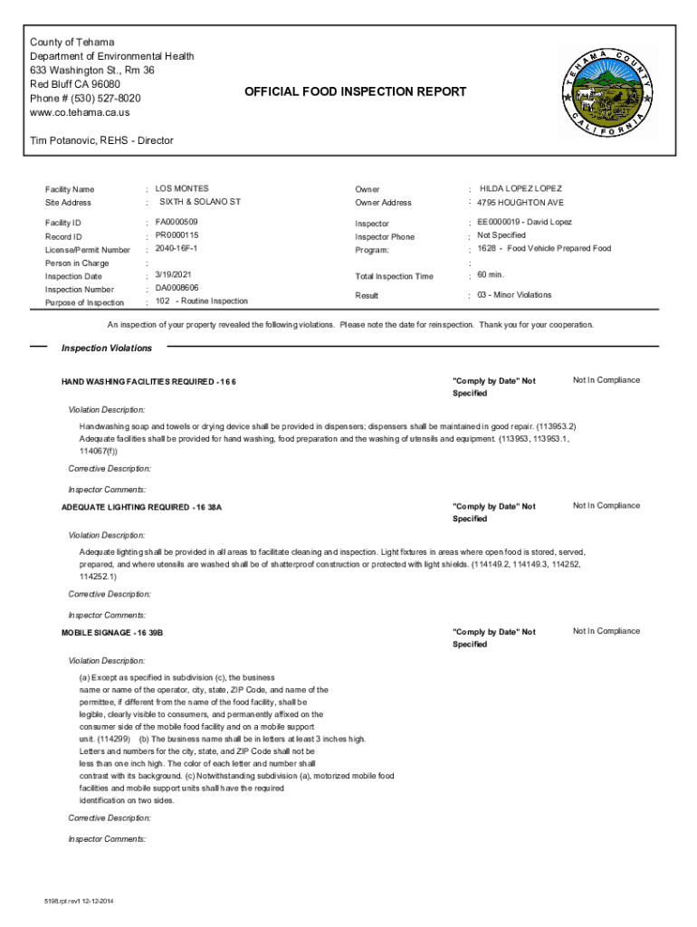 Fillable Online TEHAMA COUNTY ENVIRONMENTAL HEALTH - icarol.info Fax ...