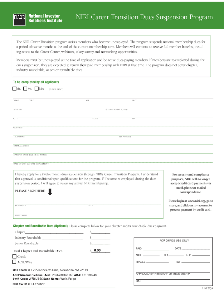 Fillable Online Transition Program - NIRI Silicon Valley Chapter ...