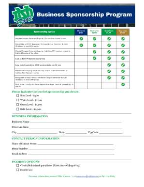 Fillable Online Business Sponsorship Program Form Fax Email Print ...