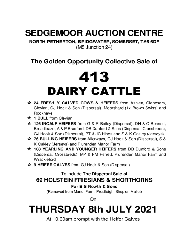 Fillable Online NORTH PETHERTON, BRIDGWATER, SOMERSET, TA6 6DF Fax ...