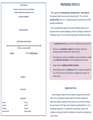 Fillable Online PREPARING YOUR CV - Sybil Andrews Academy Fax Email Print - pdfFiller