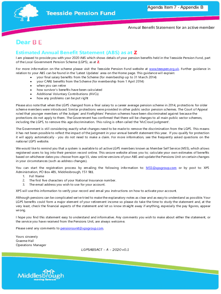 Fillable Online Annual Benefit Statement Template Fax Email Print ...