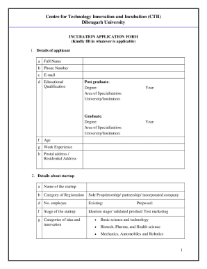 Fillable Online Student Incubator Application Form Template - Jotform ...