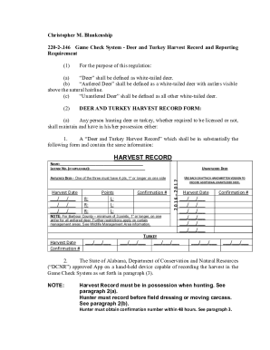 Fillable Online Deer and Turkey Harvest Record and Reporting ... Fax ...