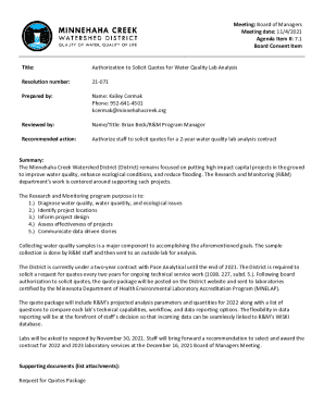 Fillable Online Authorization to Solicit Quotes for Water Quality Lab ...