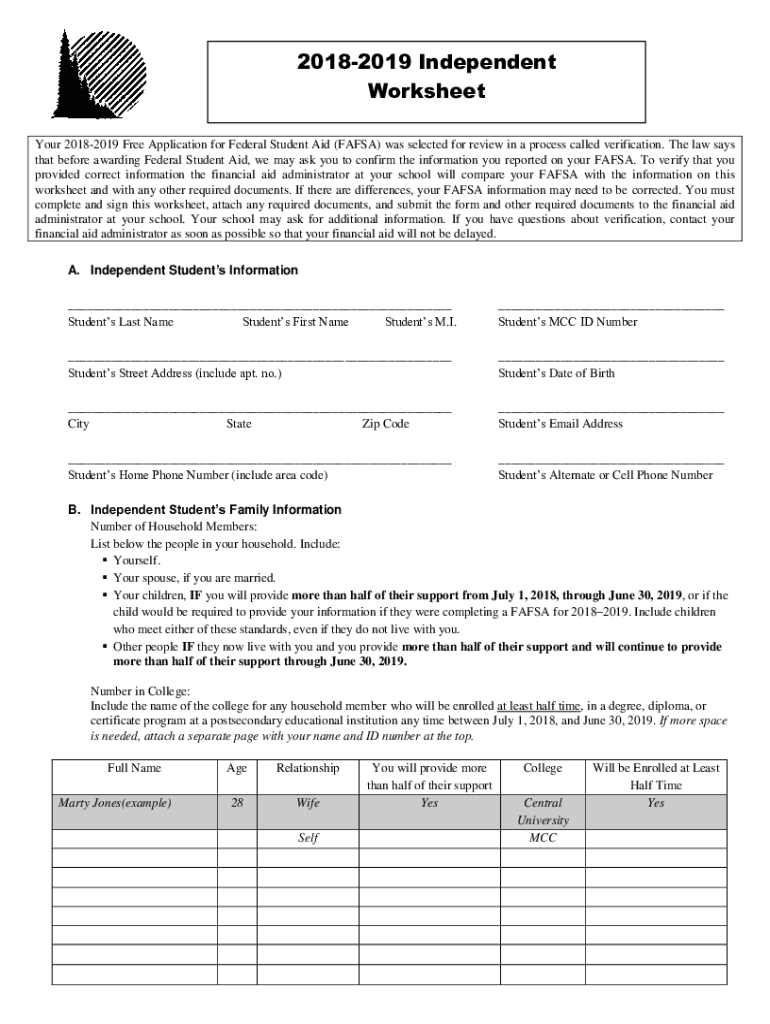 Fillable Online Your 2018-2019 Free Application for Federal Student Aid ...