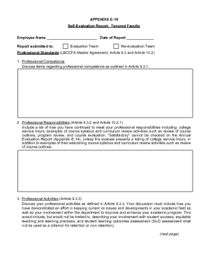 Fillable Online LBCCFA Contract Appendix E: Evaluation Forms Fax Email ...