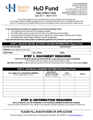 Fillable Online Halifax Water - The Help to Others (H2O) Fund is a ...