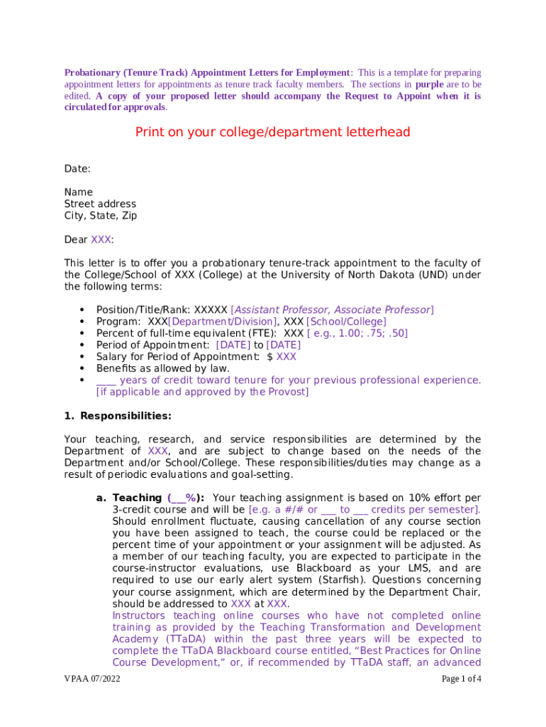 Template for Appointments, Promotion, and Tenure (APT ... Doc Template ...