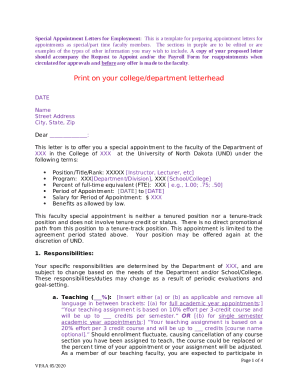 Special Appointment Letters for Employment:This is a template for ...