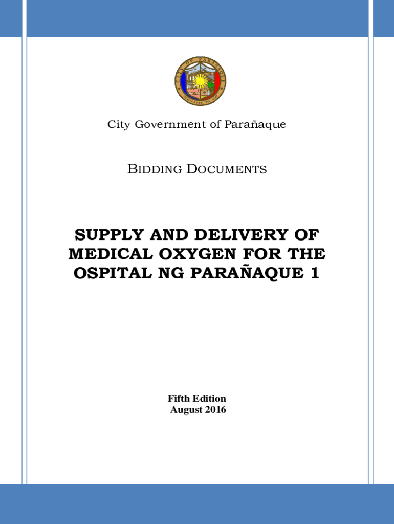 Fillable Online PROCUREMENT OF MEDICAL OXYGEN (RE-FILL) AND ... Fax ...