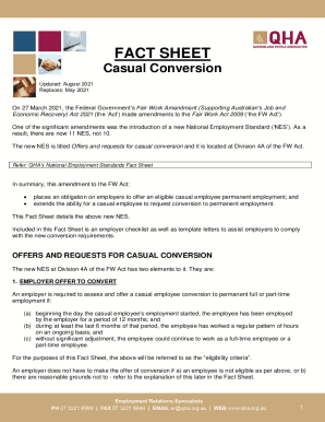 Fillable Online qha org Changes to Casual Employee Obligations Fact ...