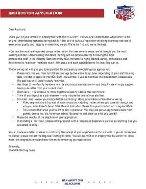 Fillable Online NCA Instructor Application - Varsity.com Fax Email ...