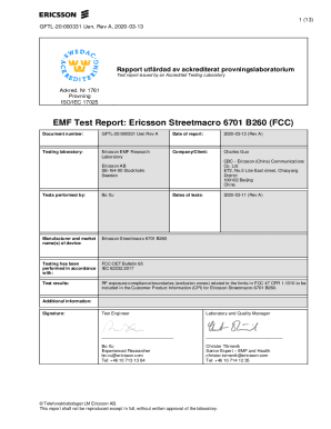 Fillable Online EMF Test Report: Ericsson Streetmacro 6701 B260 (FCC ...