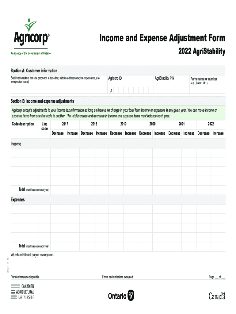Fillable Online Income and Expense Adjustment Form Fax Email Print ...