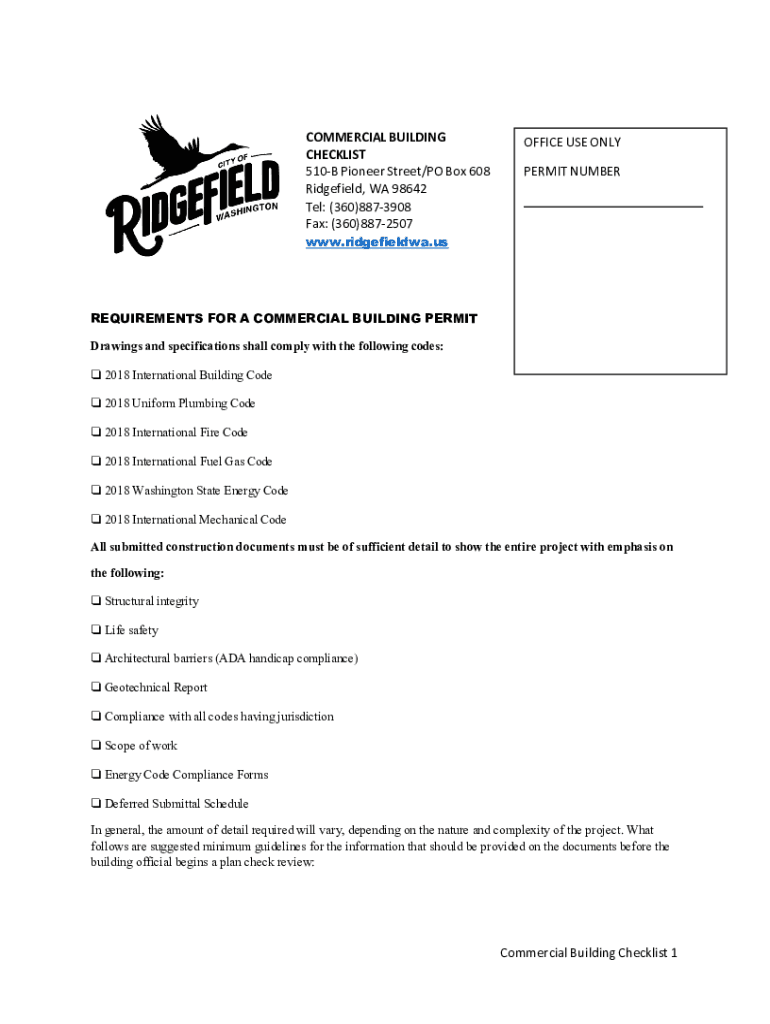 Fillable Online Commercial Building Checklist 1 COMMERCIAL ... Fax ...