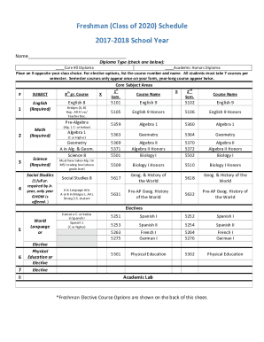 Fillable Online Freshman Scheduling Form.docx Fax Email Print - pdfFiller