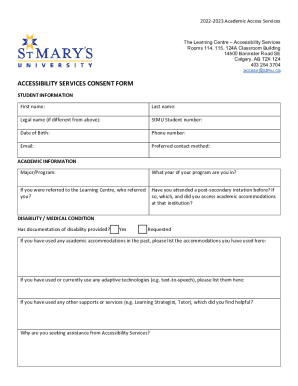 Fillable Online ACCESSIBILITY SERVICES CONSENT FORM Fax Email Print ...