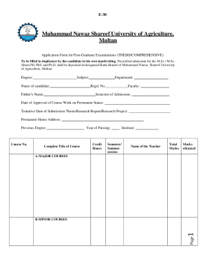 Fillable Online The Muhammad Nawaz Sharif University of Agriculture ...
