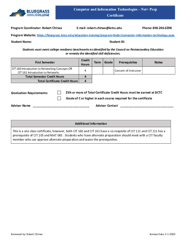 Fillable Online cit-certificate-net-plus-prep.docx Fax Email Print - pdfFiller