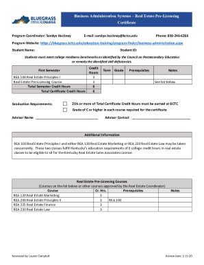 Fillable Online Real Estate Pre-Licensing Certificate - KCTCS Fax Email ...