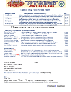 Fillable Online Sponsorship Reservation Form Fax Email Print - pdfFiller